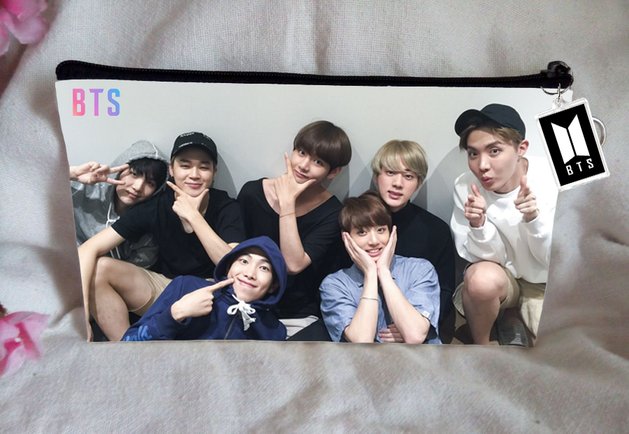 BT21 BTS Pencil Case Bangtan Boys Purse Wallet KPOP Pouch With FREE Ke ...