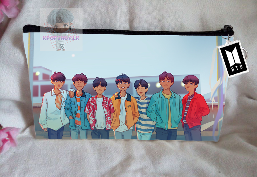 BT21 BTS Pencil Case Bangtan Boys Purse Wallet KPOP Pouch With FREE Ke ...