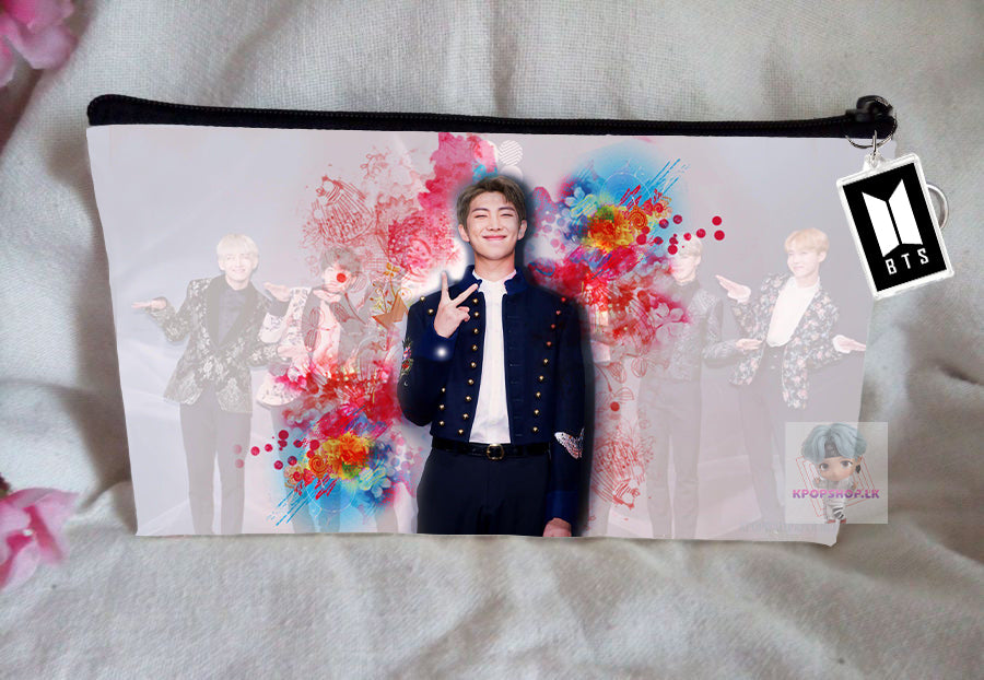 BT21 BTS Pencil Case RM Bangtan Boys Purse Wallet KPOP Pouch With FREE ...
